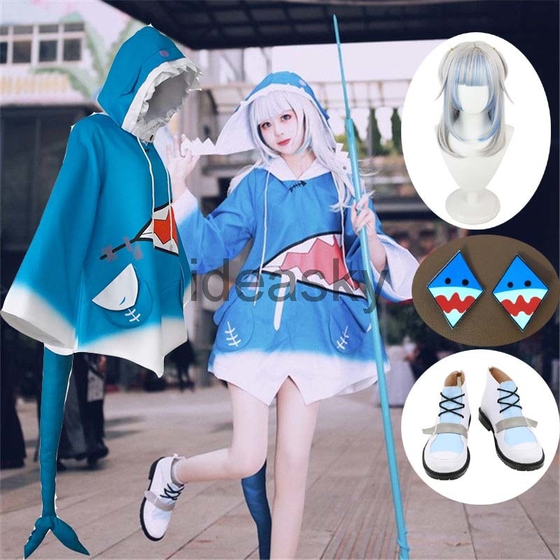 Jual PREORDER Hololive Gawr Gura Cosplay Costume ENG shark hoodie Costume for Women grils ...