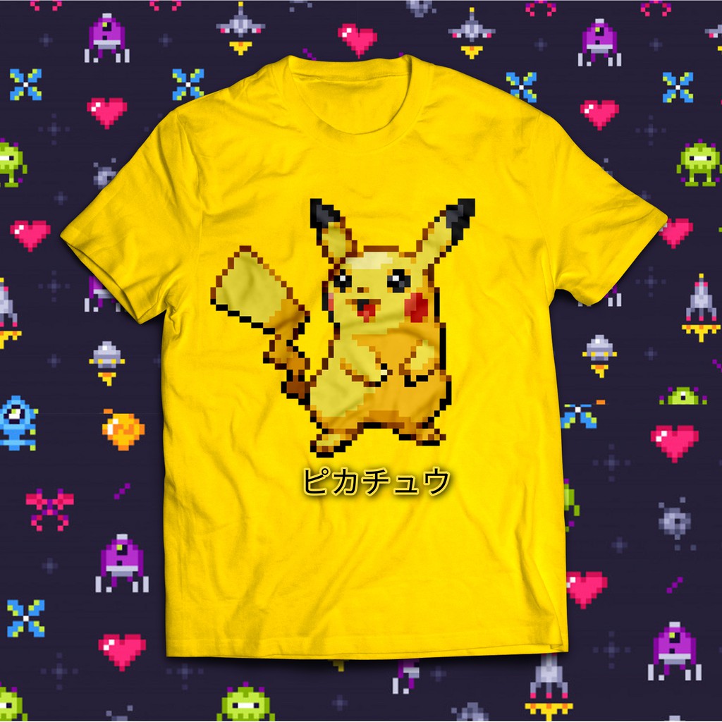 Jual T-Shirt Kaos Baju Anime Pokemon Pikachu Retro Pixel Art | Shopee ...