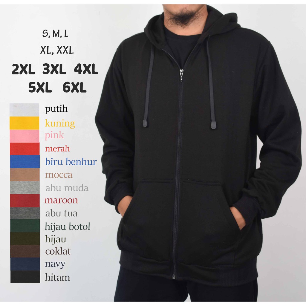 Jual Jaket Jumbo Polos Pria S, M, L, XL, XXL, 3XL, 4XL, 5XL Hoodie Big ...