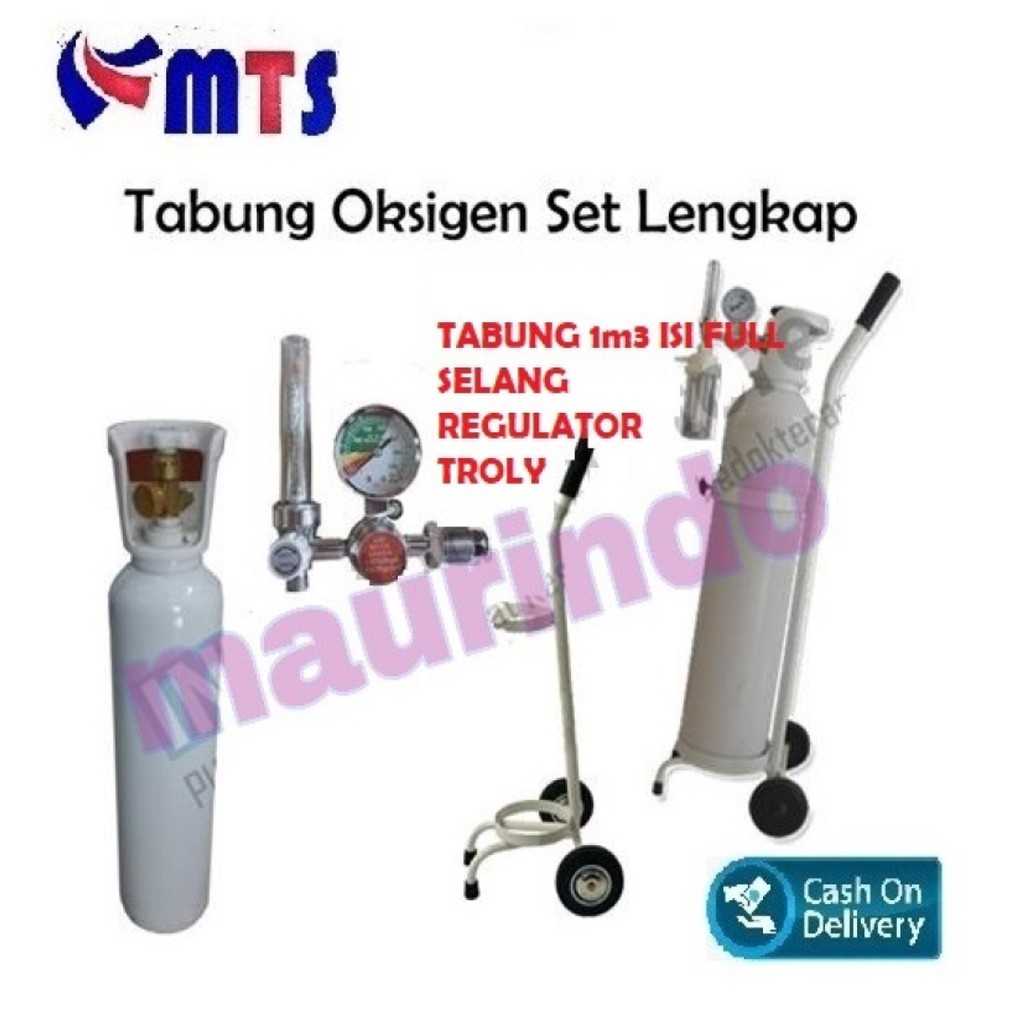 Jual COD - Tabung Oksigen 1M3 Komplit Troly Dan Regulator Set Lengkap | Shopee Indonesia