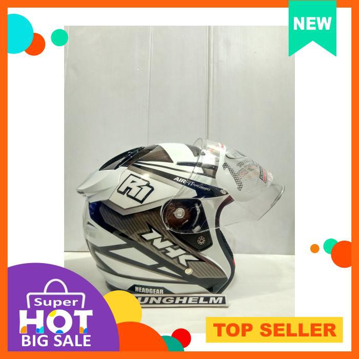 Jual Helm Nhk R1 Double Visor Giga White/Silver | Shopee Indonesia