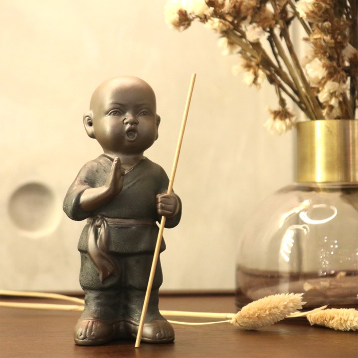 Jual Urbanloft Home Monk Statue Stick Wood Decoration | Shopee Indonesia