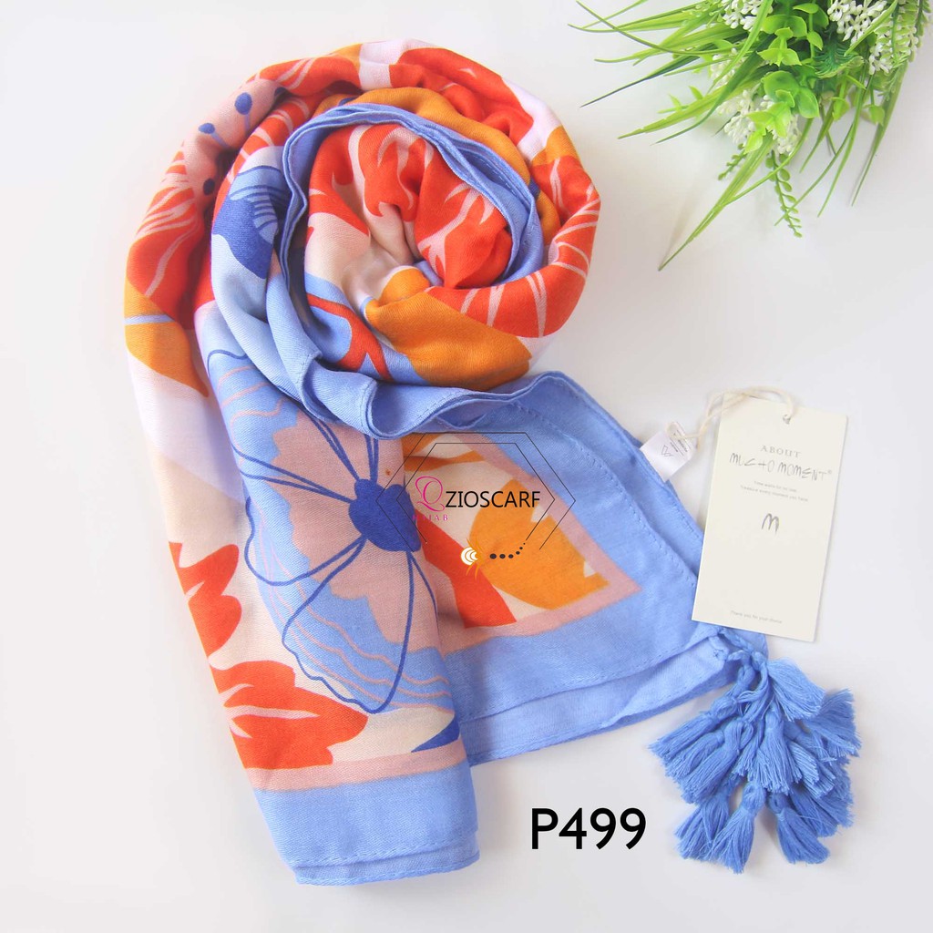 Jual Pashmina Premium Import Motif BUNGA p499 ZIOSCARF scarf wanita hijab motif | Shopee Indonesia