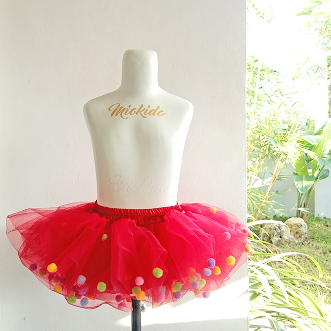 Jual ROK TUTU POM-POM ANAK BABY FAIR MERAH | Shopee Indonesia