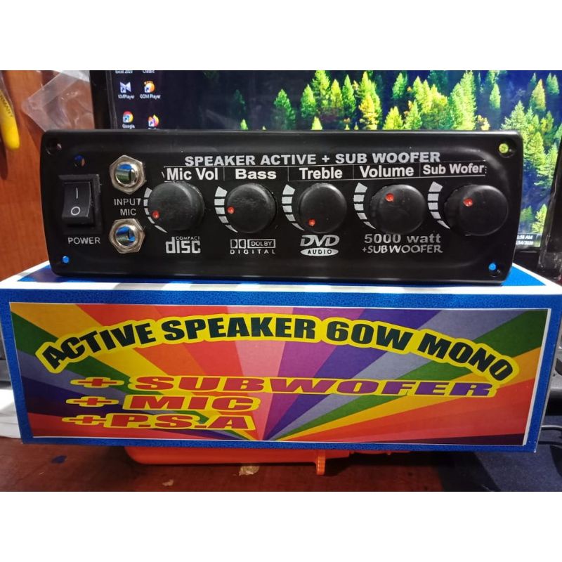 Jual KIT SPEAKER AKTIF MONO + SUBWOOFEER PLUS MIC | Shopee Indonesia
