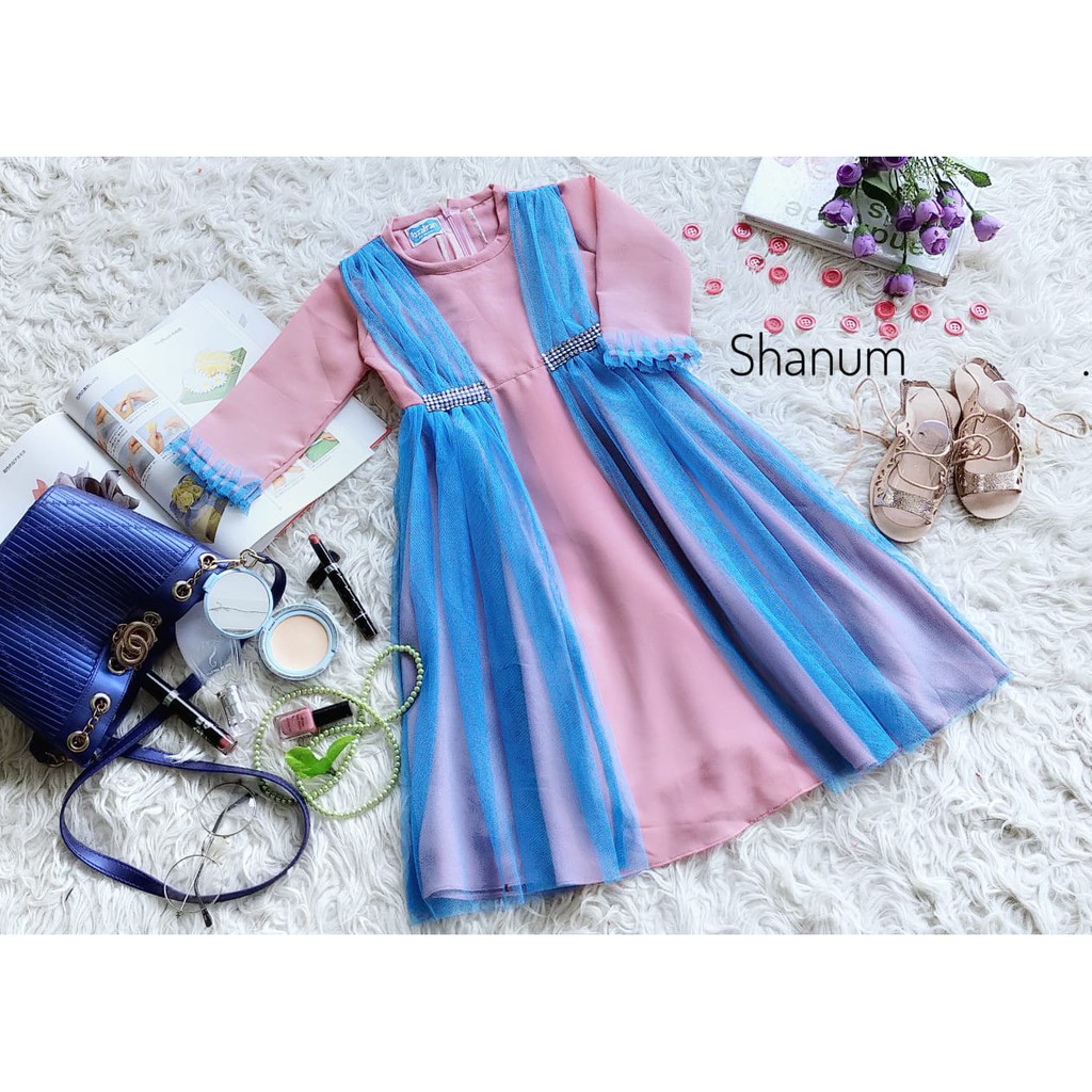 Jual GAMIS SHANUM ANAK SIZE 4-5 WARNA PEACH COMBI TURKIS (READY STOCK ...