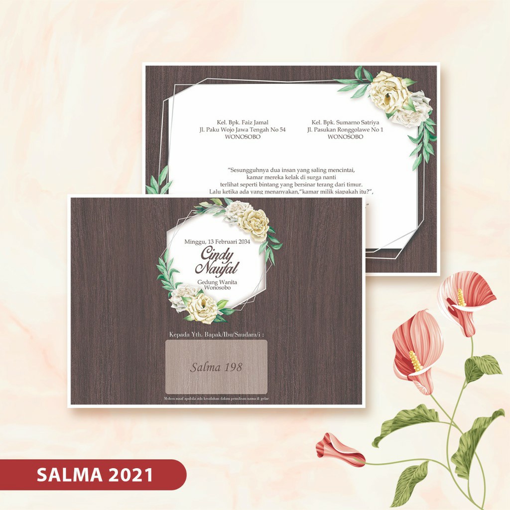 Jual Undangan Pernikahan Cetak Elegan Simpel Surat Undangan - SALMA ...