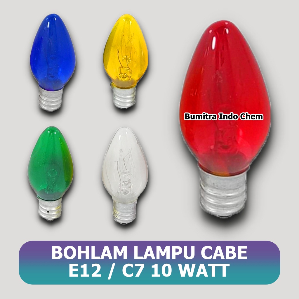 Jual Lampu Cabe E12 E 12 C7 10W 10 W Merah Biru Kuning Hijau Putih 10 ...