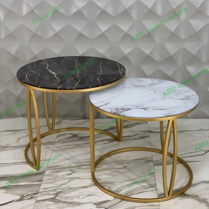 Jual meja tamu bulat marmer - coffe table marmer - meja besi marmer ...
