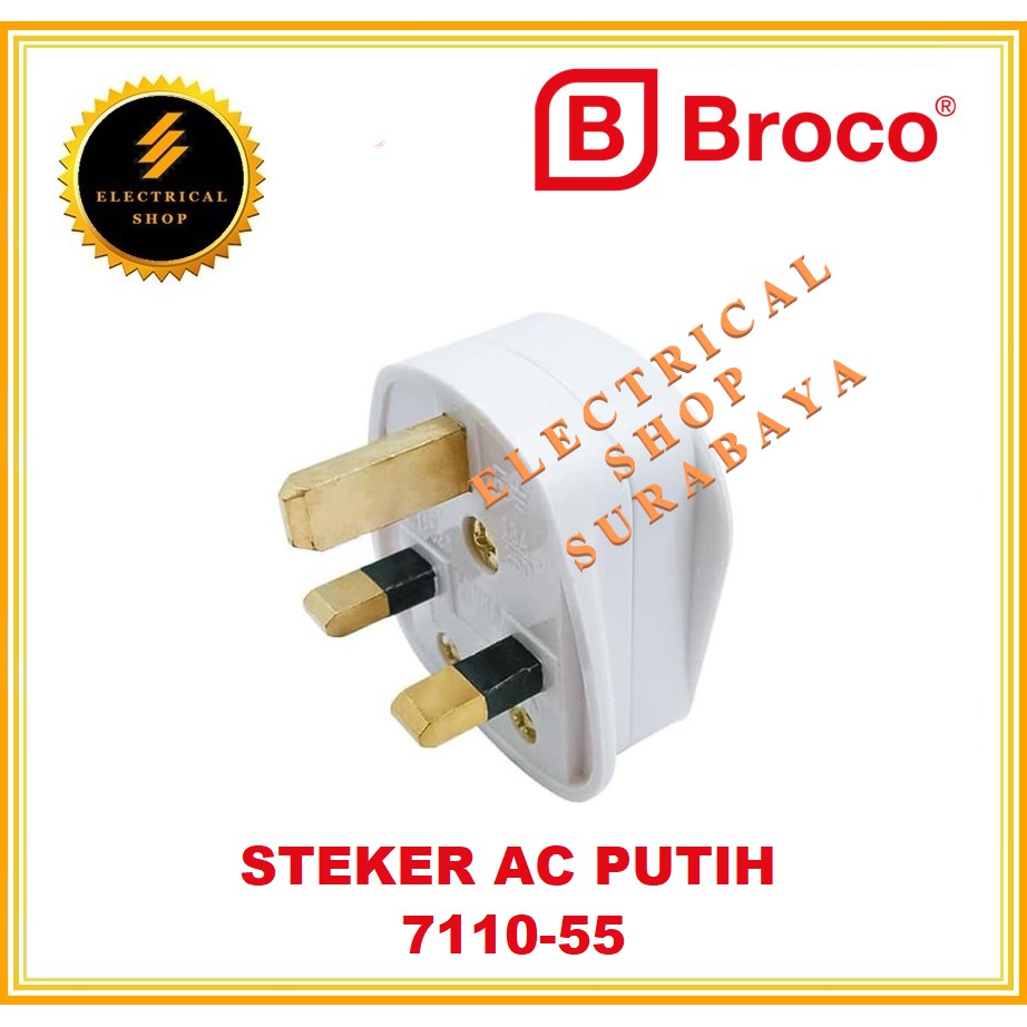 Jual BROCO STEKER AC PUTIH 7110 (HARGA GROSIR) COLOKAN KAKI 3 TIGA ARDE ...