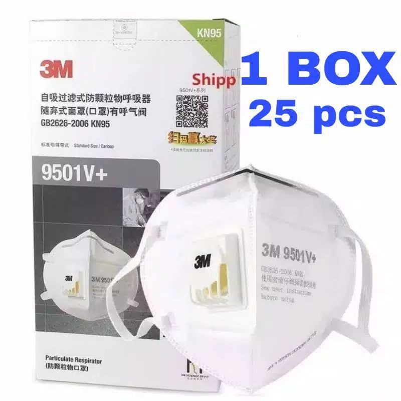 Jual 1 Box = 25pcs ( ORIGINAL ) Masker Mulut 3M 9501v+ / Setara N95 ...