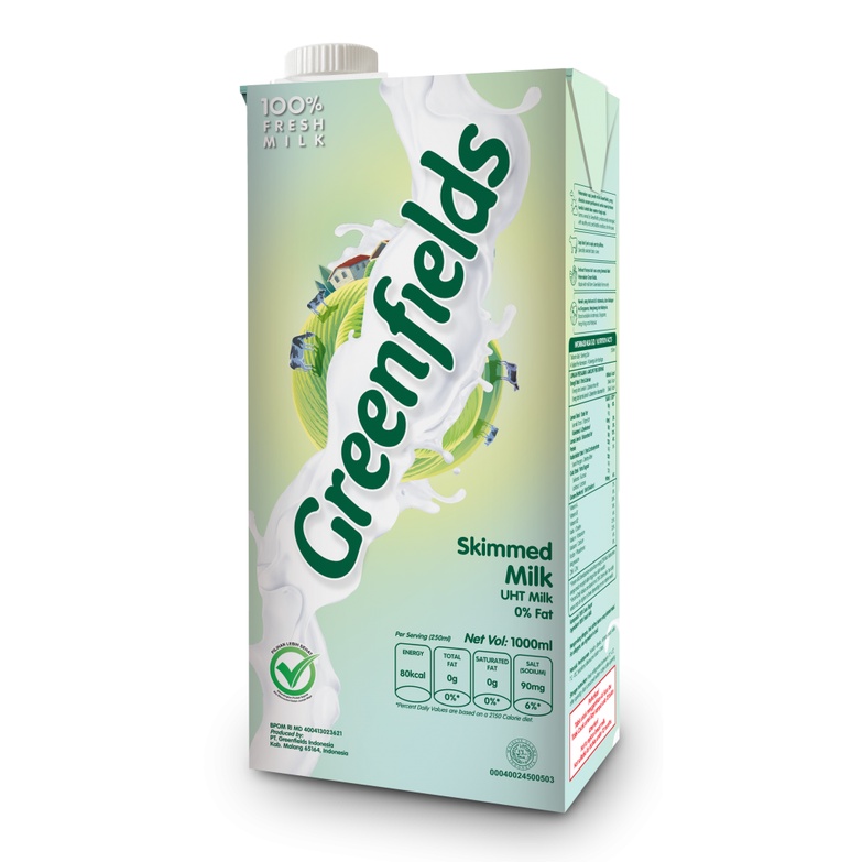 Jual susu uht greenfields skimmed milk 1000 1 liter | Shopee Indonesia