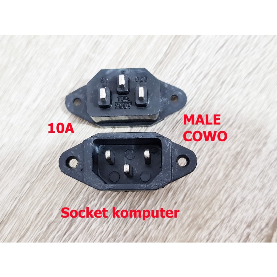 Jual Socket Kabel Power AC male 3 Lubang Pin PSU Komputer PC CPU terminal | Shopee Indonesia