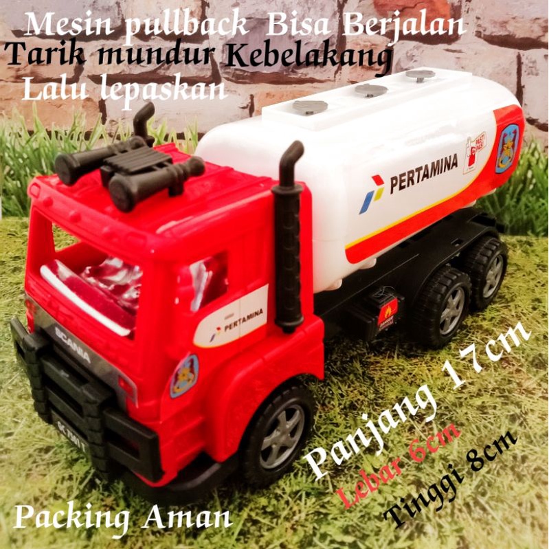 Jual MAINAN MOBIL TRUK TANGKI PERTAMINA SHELL EVIAN Diecast Mesin Pull ...