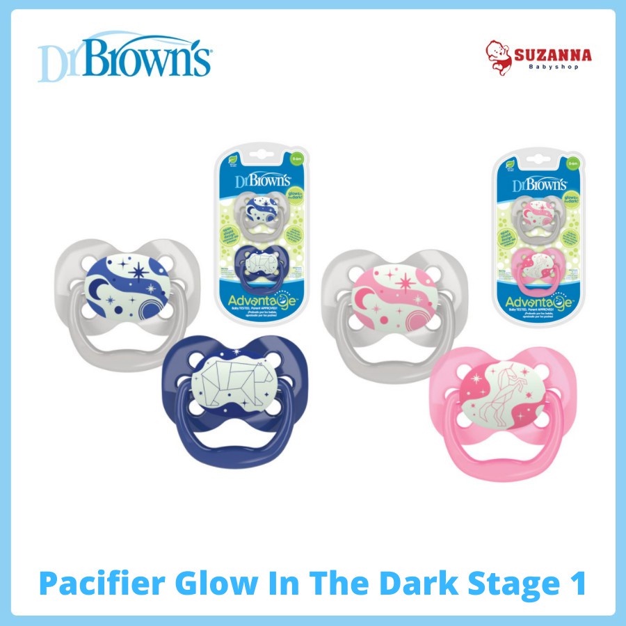 Jual Dr Brown's Pacifier Stage1 Glow in the Dark 2 Pack (0-6m) | Shopee ...
