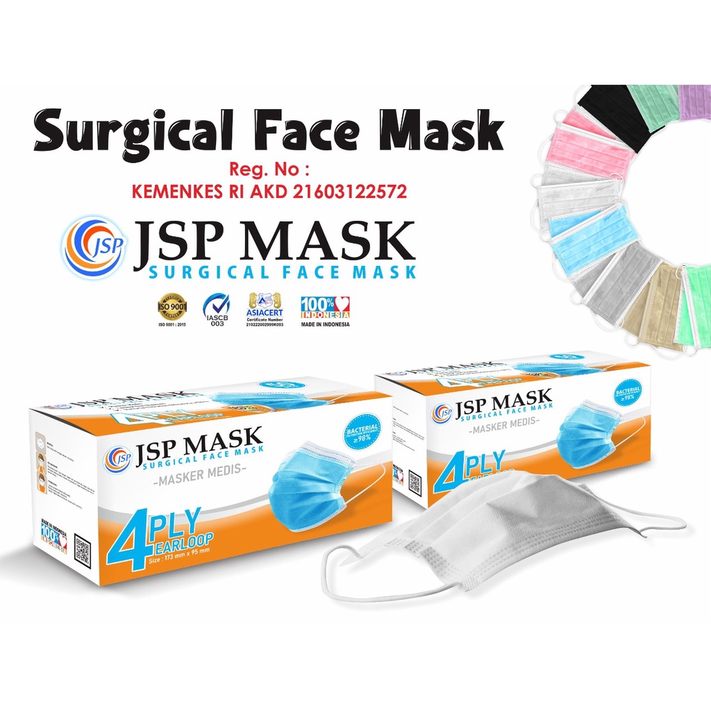 Jual Masker 4PLY isi 50 PC FREE 5 KONEKTOR masker medis KEMENKES ...