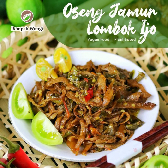 Jual OSENG JAMUR LOMBOK IJO VEGAN + Vegetarian + Plant Based + Rempah ...