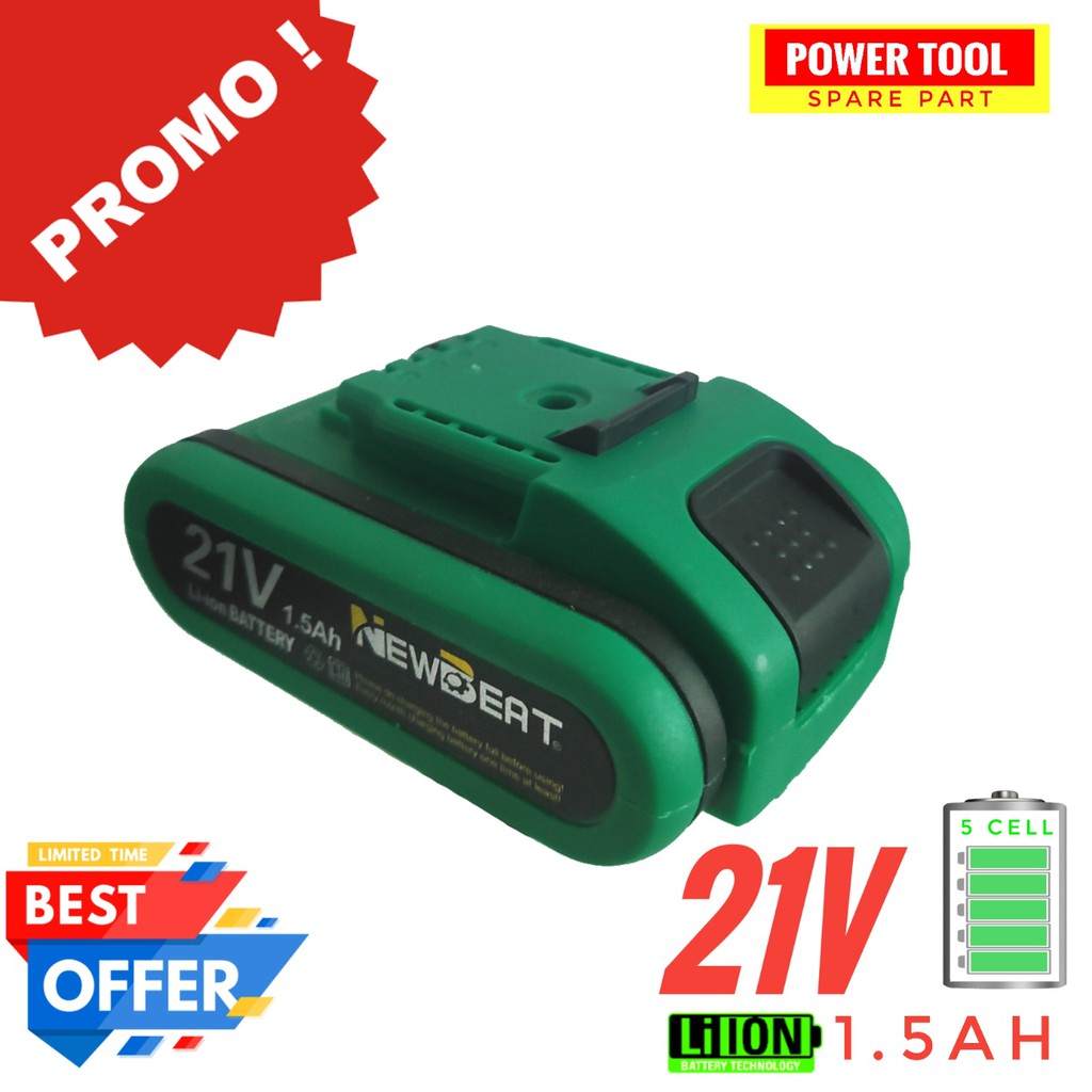 Jual NEWBEAT PART BATERAI CORDLESS GERINDA BOR BATTERY 21 V 1.5AH ...