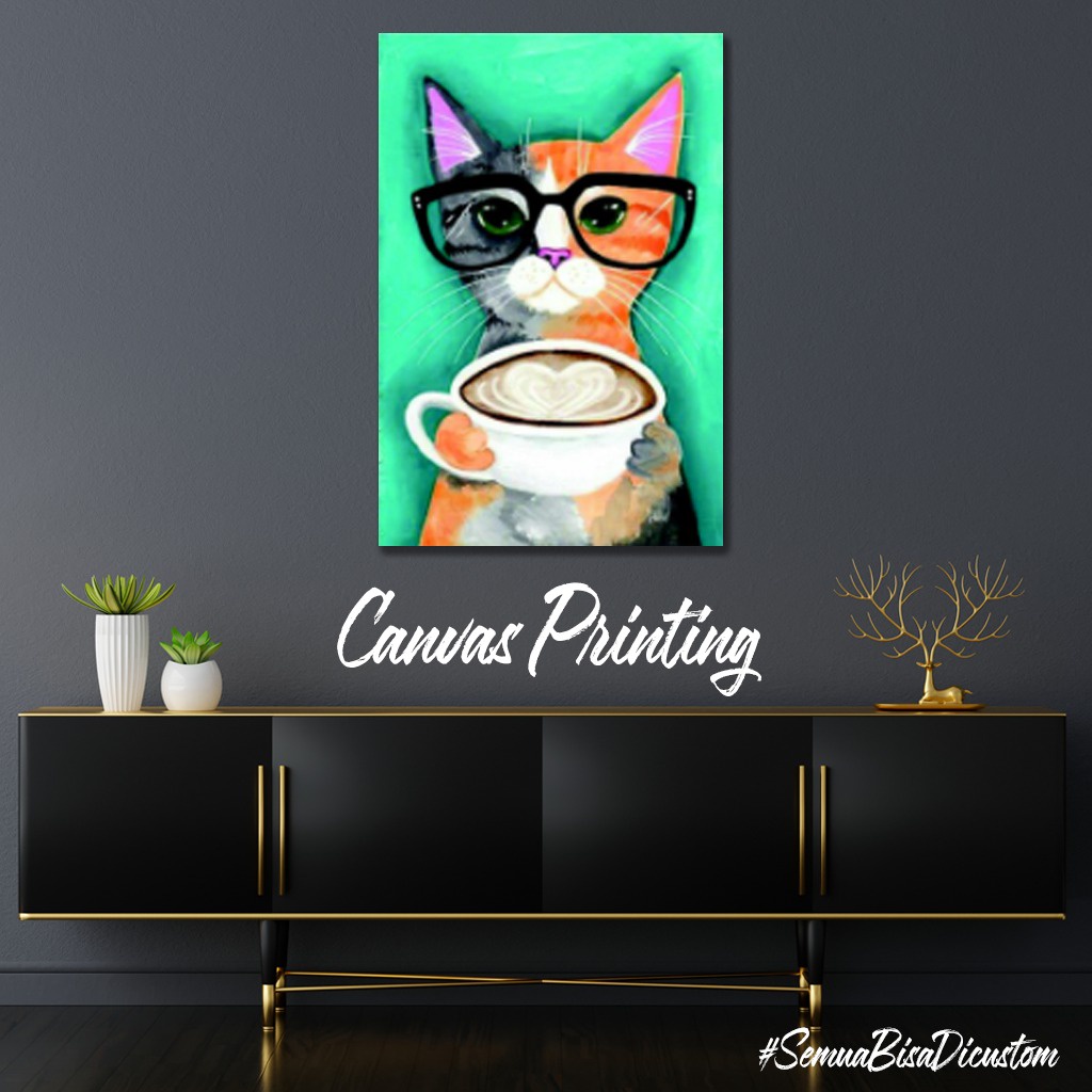 Jual Lukisan Canvas Printing Motif Kucing Hiasan Dinding High ...