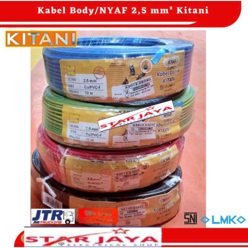 Jual KABEL SERABUT NYAF 1X2,5 KITANI KABEL PANJANG 50 METER SNI | Shopee Indonesia