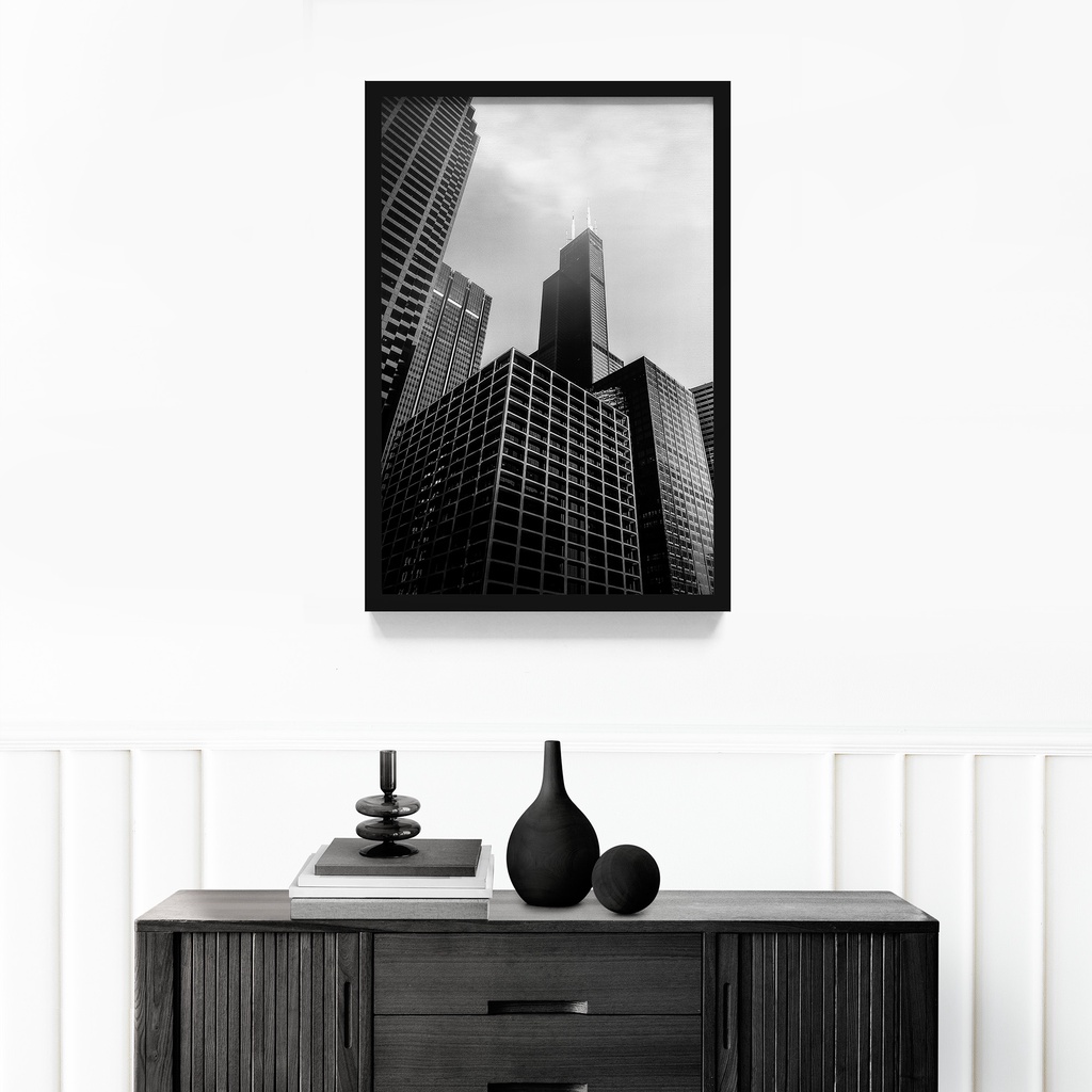 Jual Poster Gedung Hitam Putih Wall Decor Monochrome Architecture Art ...