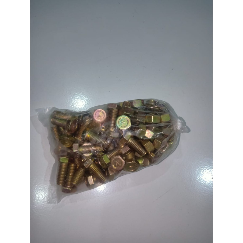 Jual Baut Mur Kuning - Ukuran baut 12/8mm X 15MM- 1pack isi 50pcs ...