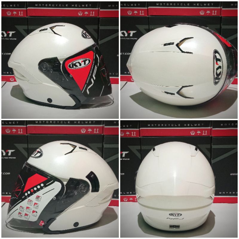 Jual Helm KYT NFJ PLAIN WHITE / KYT NFJ PUTIH | Shopee Indonesia