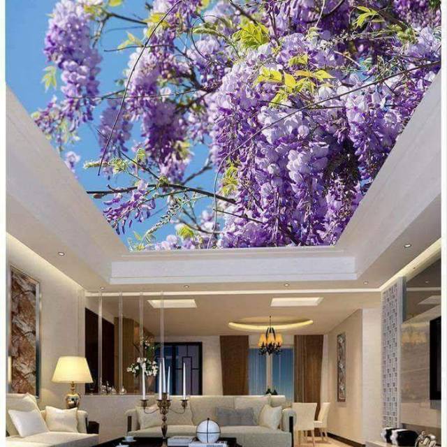 Jual Wallpaper custom 3D plafon bunga lavender | Shopee Indonesia