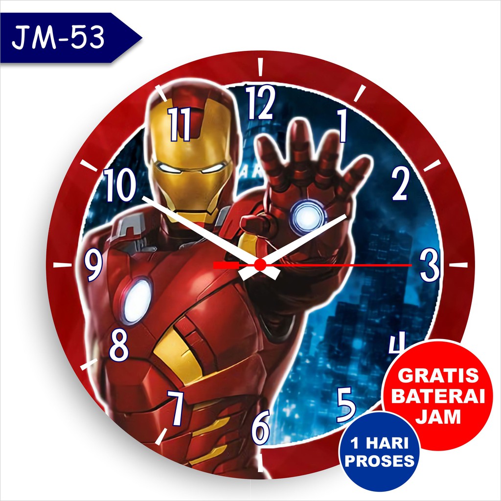 Jual Jam dinding murah kayu custom ironman iron man superhero animasi ...