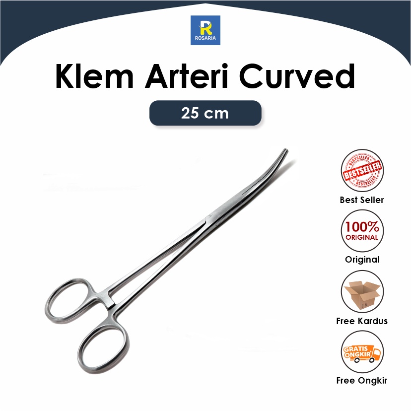 Jual Klem Arteri Curved 25cm Bengkok Pean Arteri Forceps Stainless ...