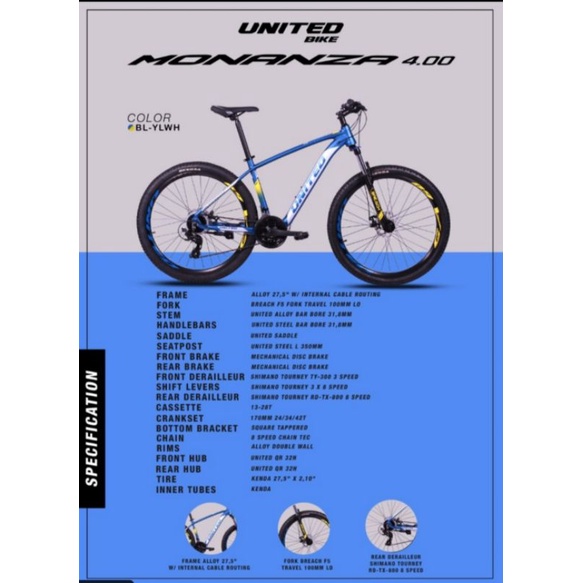 Jual sepeda MTB UNITED 27,5 Mountain bike monanza 4.0 GOSEND | Shopee ...