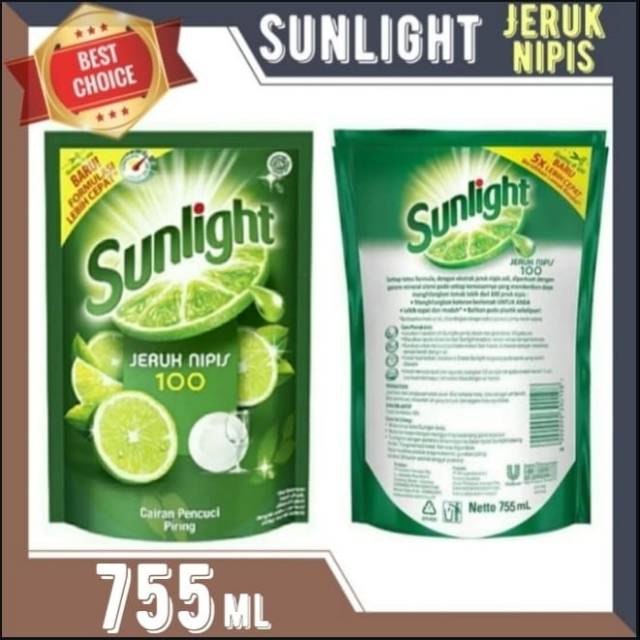 Jual SUNLIGHT Jeruk Nipis 100 755ml Sabun Cuci Piring Sunlight original Kemasan Refill 755 ml ...
