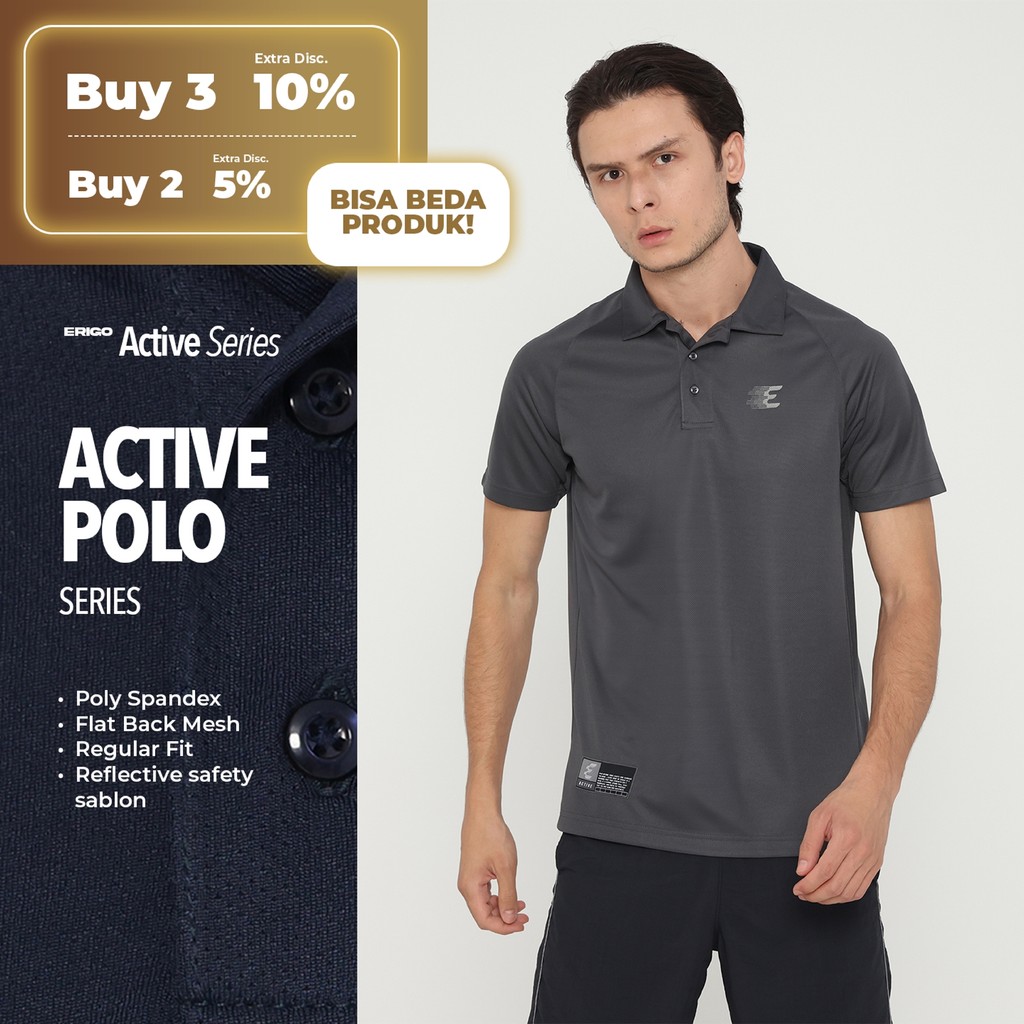 Jual Erigo Active Polo Nander Grey - Kaos Kerah Polo Olahraga Unisex ...