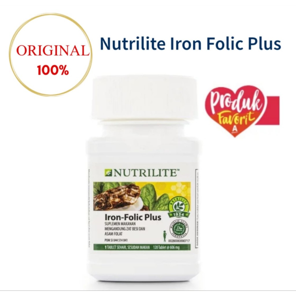 Jual Nutrilite Iron Folic Plus vitamin zat besi Amway Original exp 2026 ...