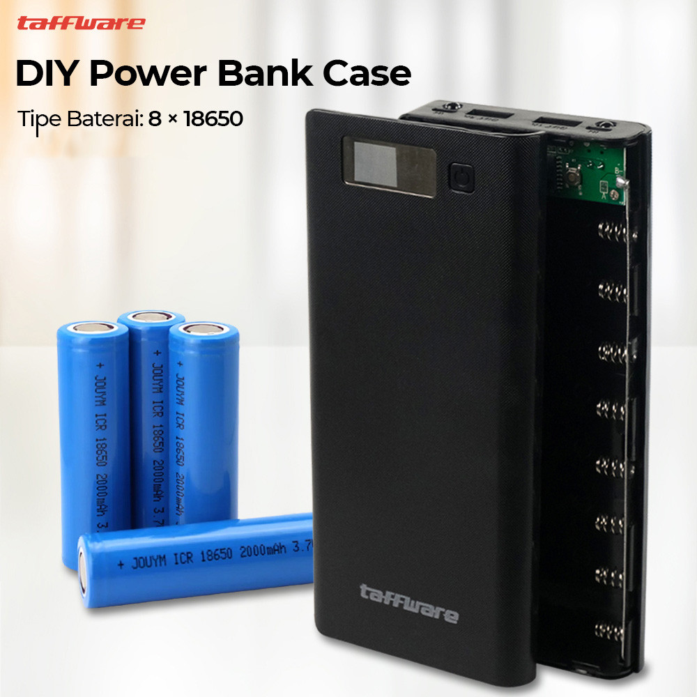 Jual Taffware Power Bank DIY Case LCD Display Dual USB Port 8 PCS 18650 ...
