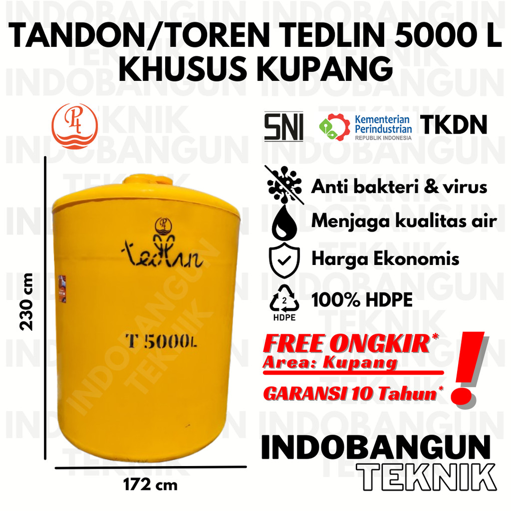 Jual Tandon Toren Tangki Tedlin 5000 Liter Khusus area Kupang - Tandon ...
