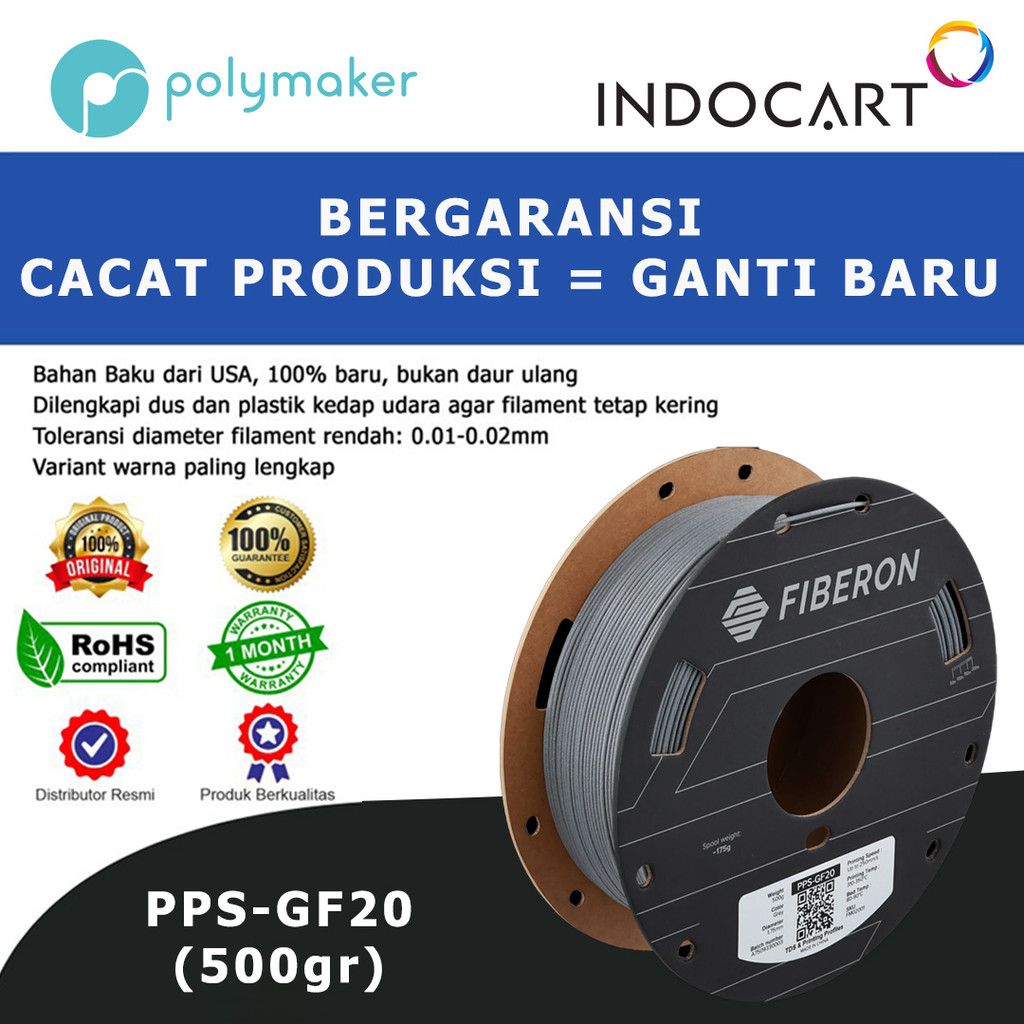 Jual IndoCart 3D Printer Filament PolyMaker Fiberon PPS GF20 Glass ...