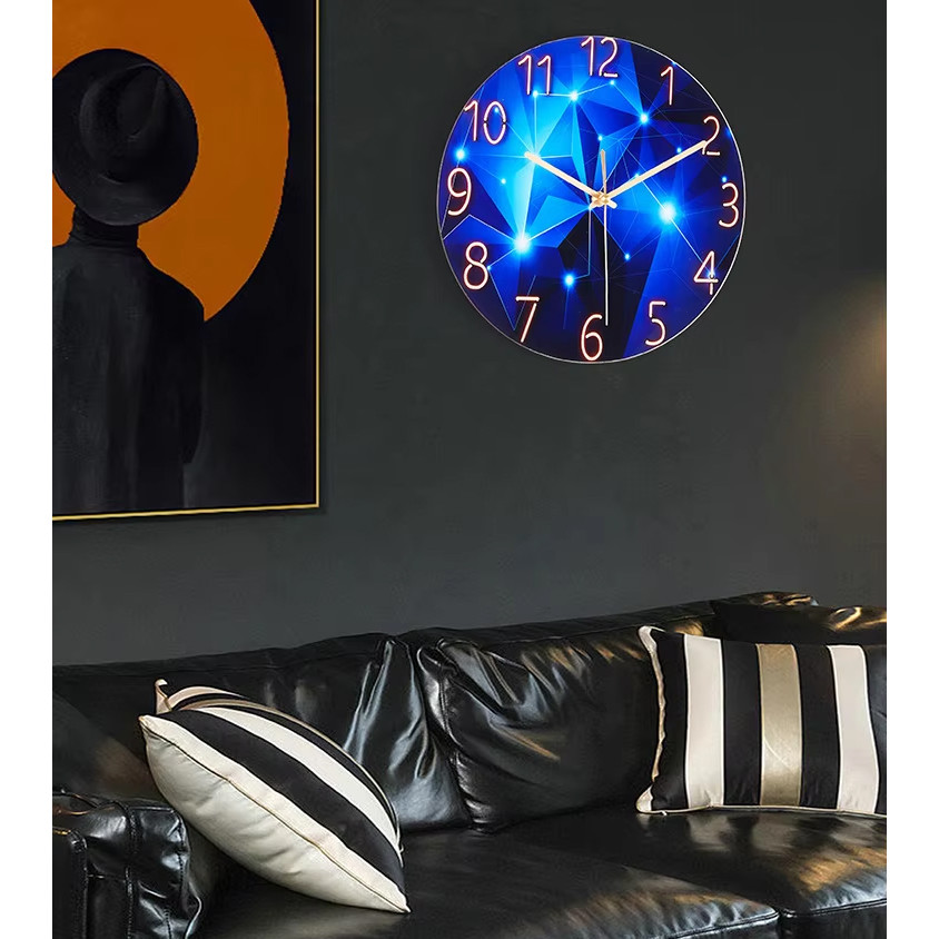 Jual SunRay Jam Dinding Bulat Quartz Glass Wall Clock Stars Sky Style ...