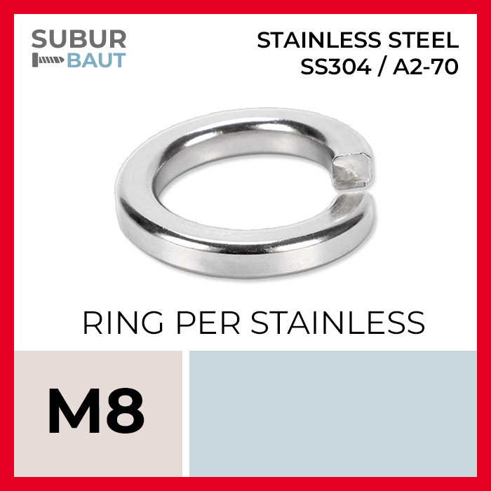 Jual Ring Per Stainless M8 / Spring Washer M8 / Ring Per M8 Grade SS304 ...