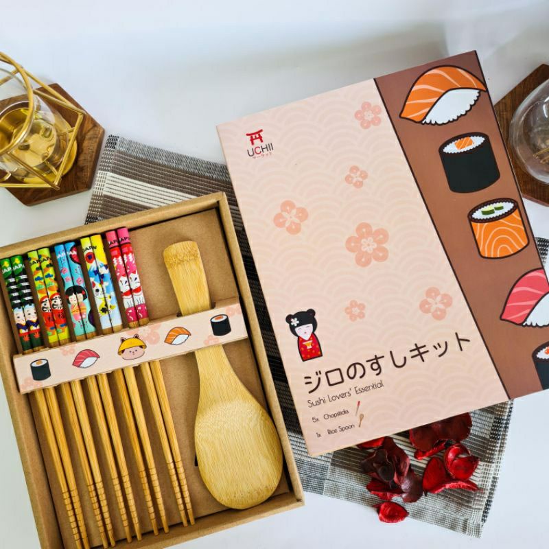 Jual UCHII Japanese Kokeshi Sushi Rice Set Maker | Sumpit Sendok Bambu ...