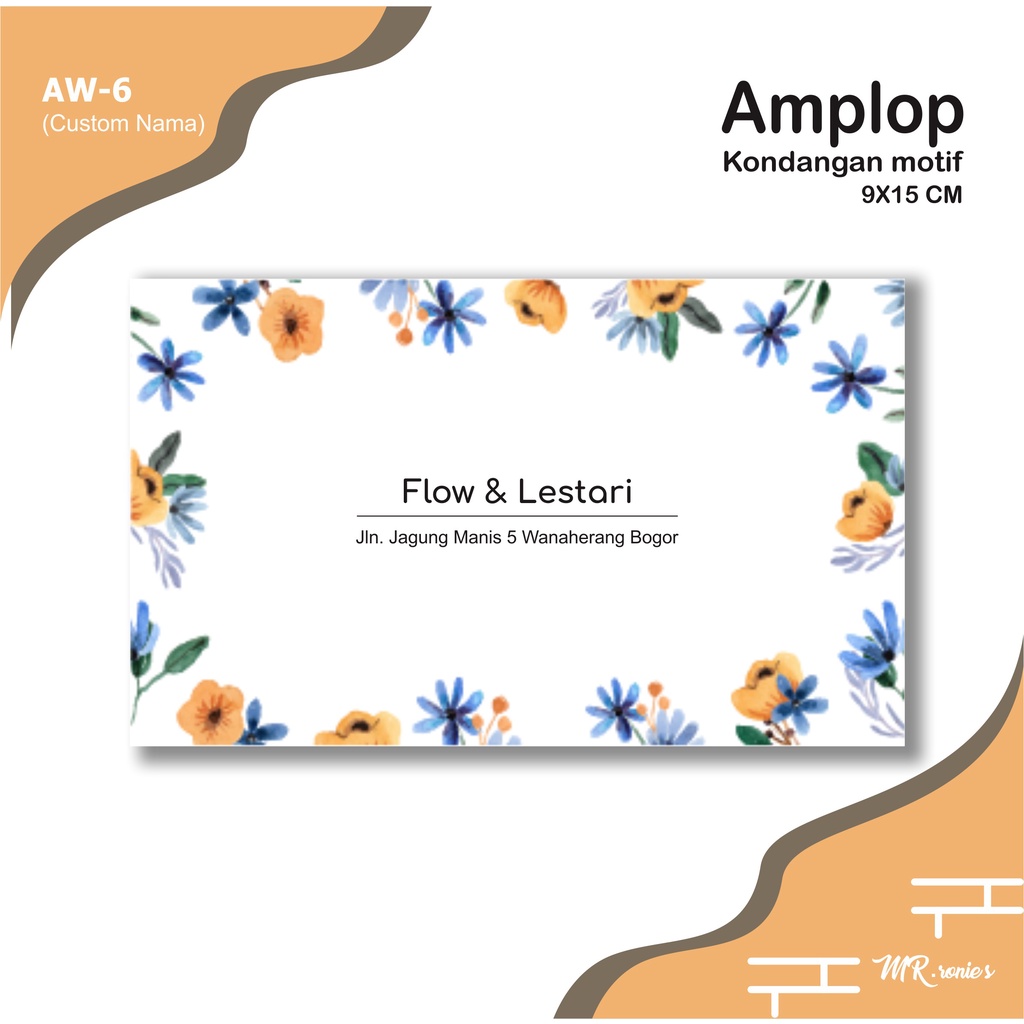Jual Cetak Amplop Custom Nama Motif Bunga Undangan / Kondangan AW-5 ...