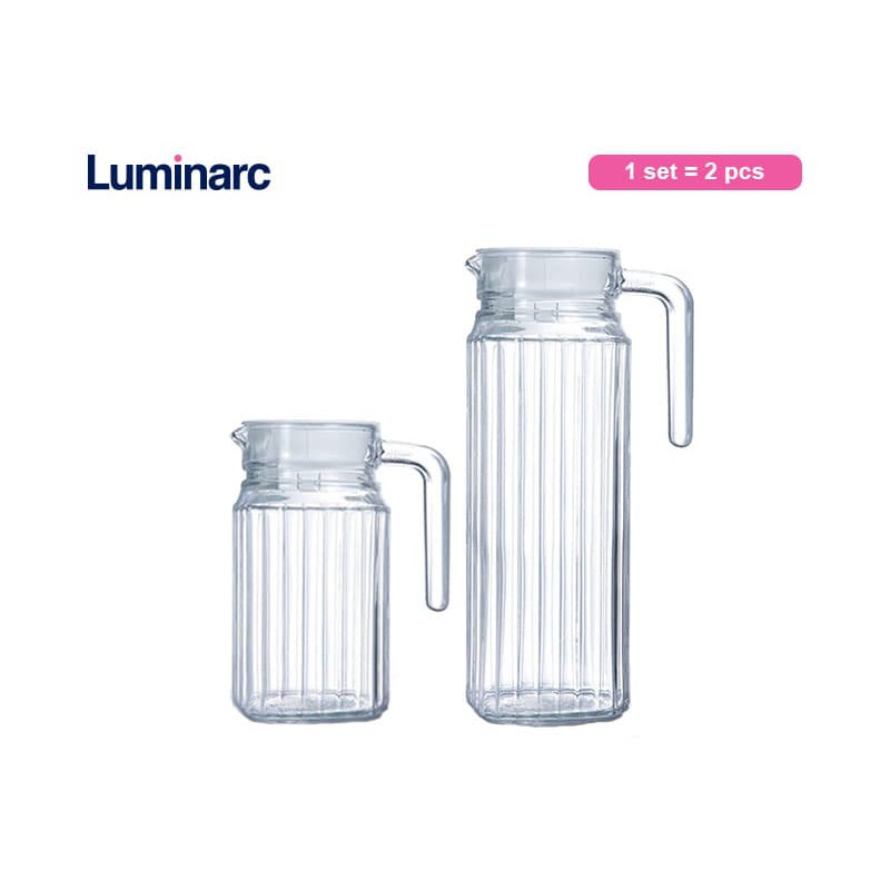 Jual Luminarc Teko Quadro Jug 1 Ltr + 0.5 Ltr Set 2 Pcs | Shopee Indonesia