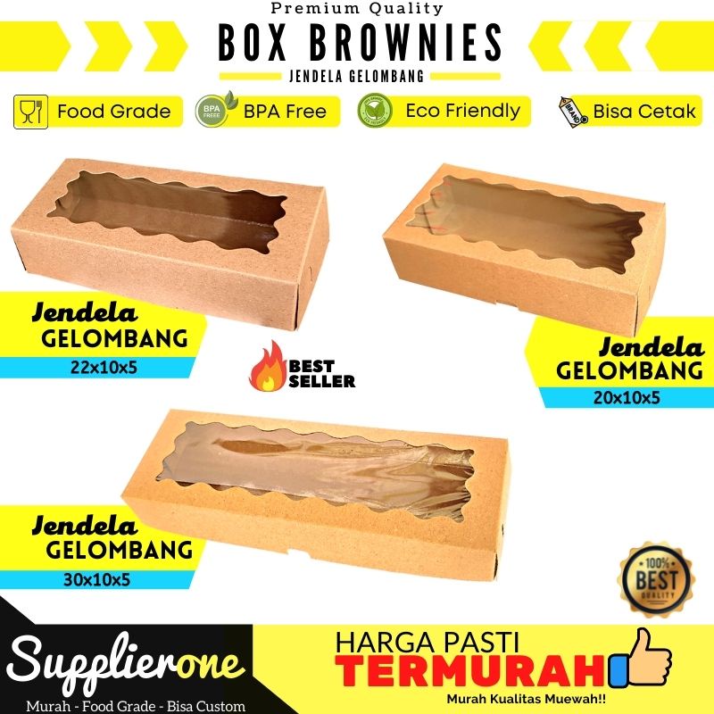 Jual Kemasan Brownies / Dus Brownies / Box kue / Dus Brownis / Box Brownis Jendela Gelombang ...