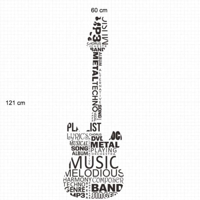 Jual Wall Stiker Musik Gitar Word Cloud Sticker Dinding Kamar Rumah ...