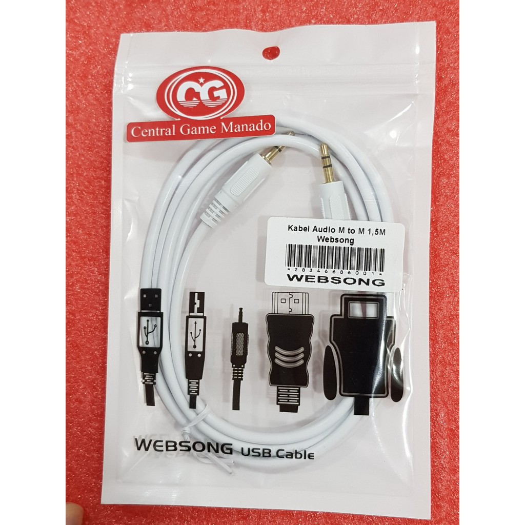 Jual Kabel Audio AUX 3.5mm Male to Male 1,5Meter Gold Plated WEBSONG | Shopee Indonesia