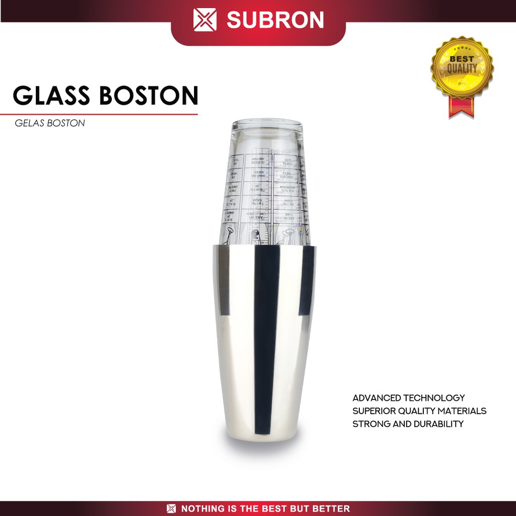 Jual SUBRON Set Boston Bartender Glass with measure Cocktail Recipe ...