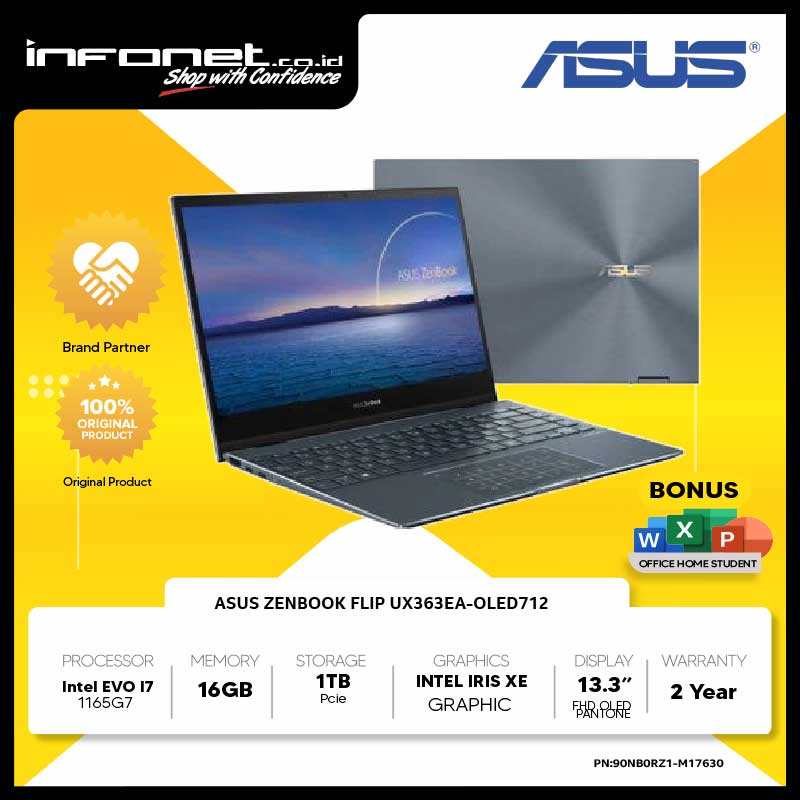 Jual ASUS ZENBOOK FLIP UX363EA-OLED712 EVO i7 1165G7 16GB 1TB PCIe INTEL IRIS XE 13.3" FHD OLED ...