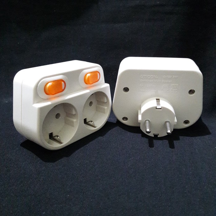 Jual Stop Kontak 2 Lubang + 2 Saklar On/Off + Colokan UTICON S-128 SW ...