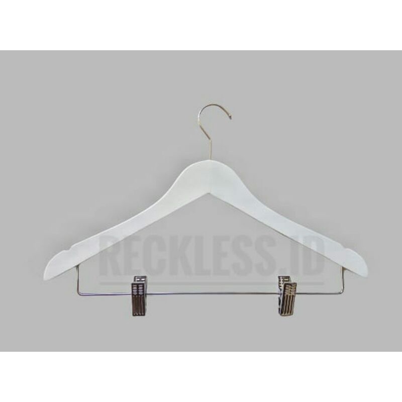 Jual HANGER KAYU JEPIT PUTIH DEWASA | Shopee Indonesia