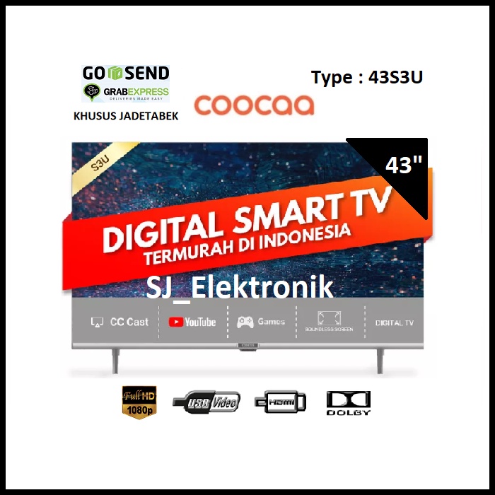 Jual LED TV CooCaa 43 Inch 43S3U / 43S3 FullHD SmartTV DVB-T2 | Shopee ...